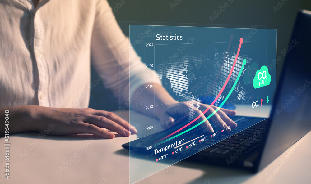 Statistics chart on increase in CO2 emissions and their decrease ...
