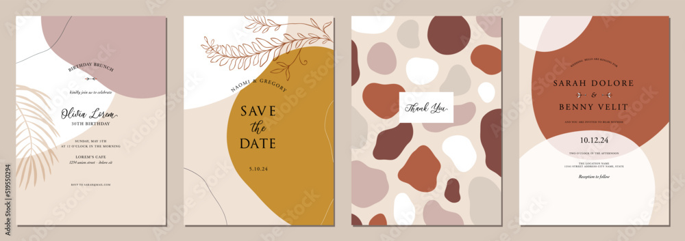 Abstract universal art templates. For wedding, birthday, invite, poster ...