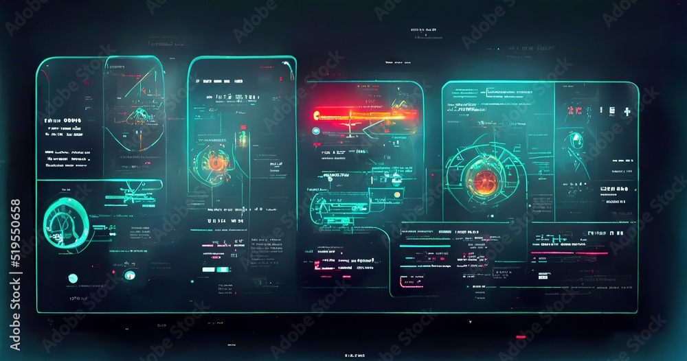 Futuristic conceptual HUD, graphical interface. The screen (Dashboard ...