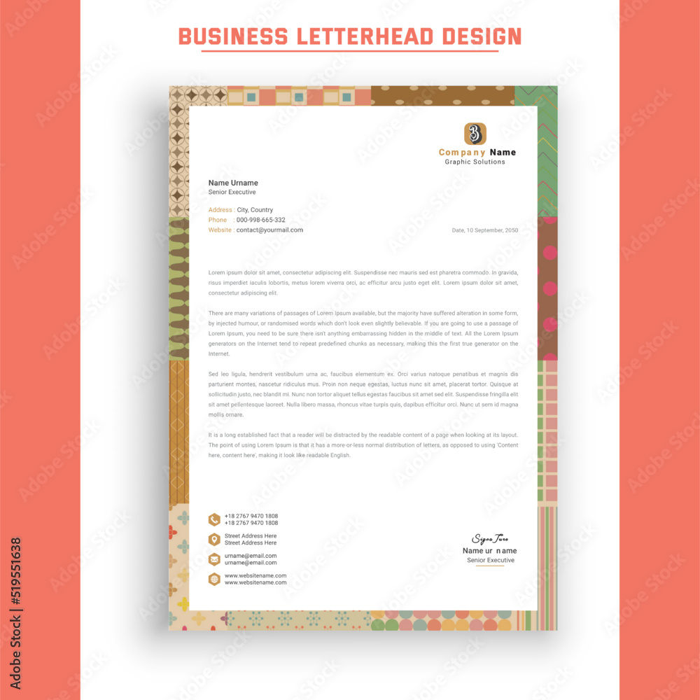 Professional a4 business letterhead design Stock Vector | Adobe Stock