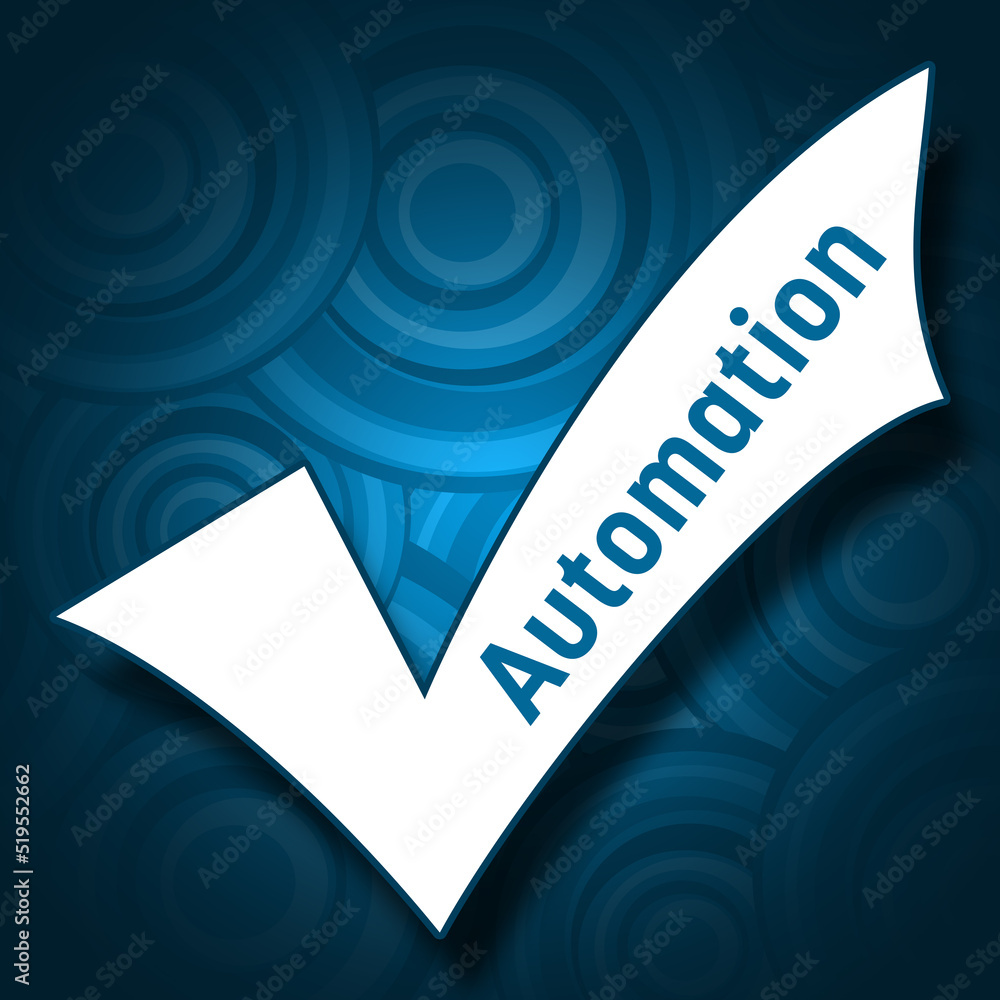 Automation Blue Circular Background Tick Mark Text Square Stock ...