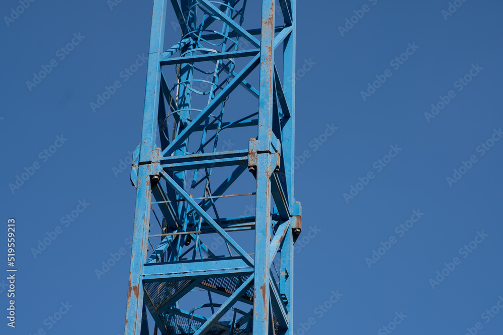 Tower Crane: Detail of the crane tower with the internal staircase ...