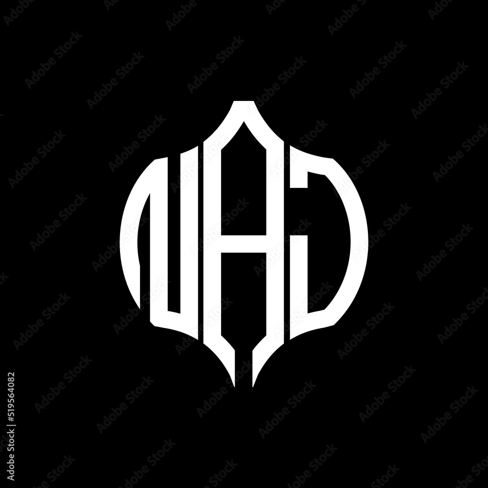 NAJ letter logo. NAJ best black background vector image. NAJ Monogram ...