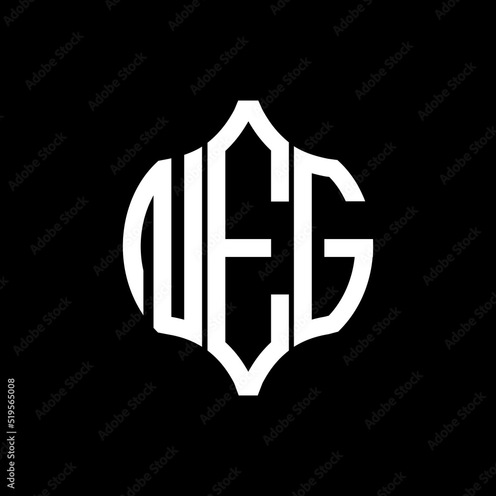 NEG letter logo. NEG best black background vector image. NEG Monogram ...