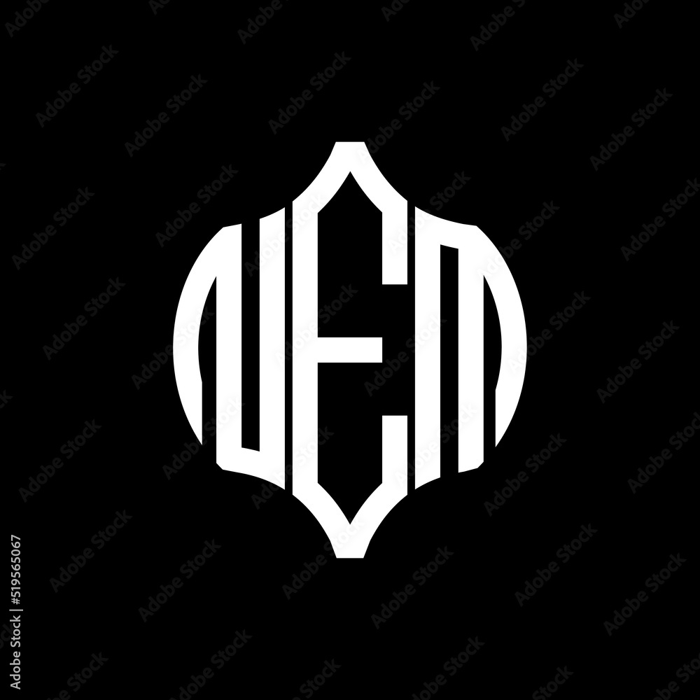 NEM letter logo. NEM best black background vector image. NEM Monogram ...