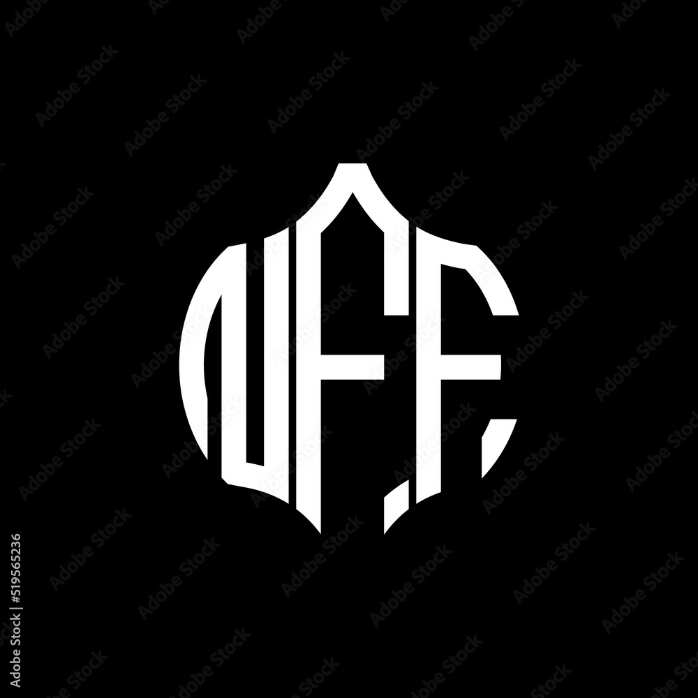 NFF letter logo. NFF best black background vector image. NFF Monogram ...