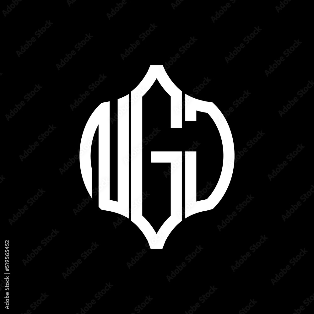NGJ letter logo. NGJ best black background vector image. NGJ Monogram ...