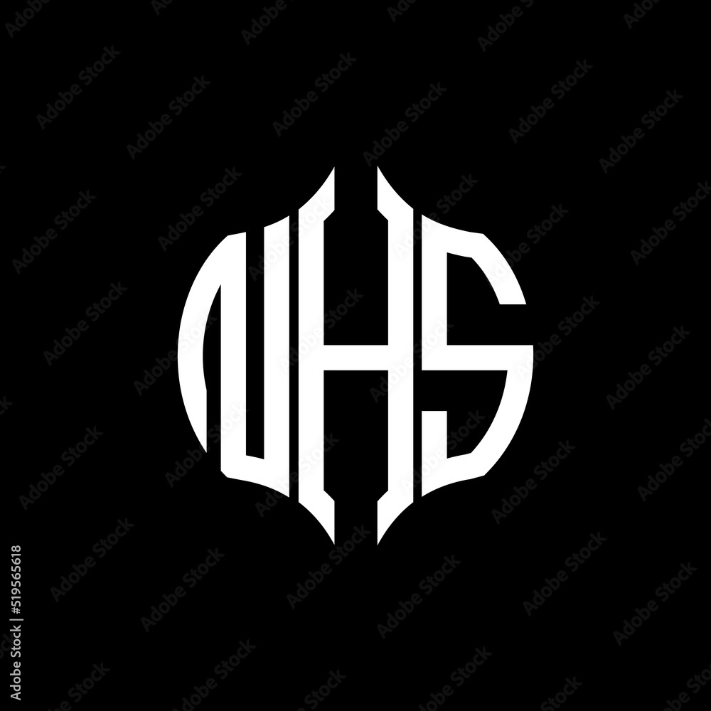 NHS letter logo. NHS best black background vector image. NHS Monogram ...