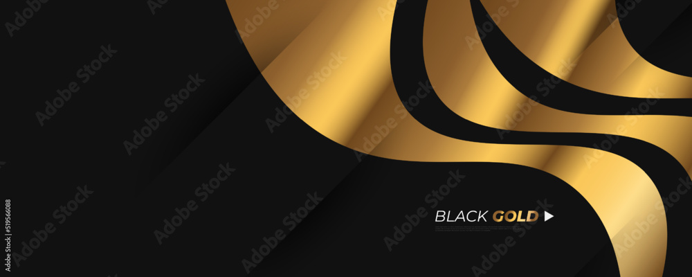 Luxury Black and Gold Background in Paper Cut Style with Glitter and ...