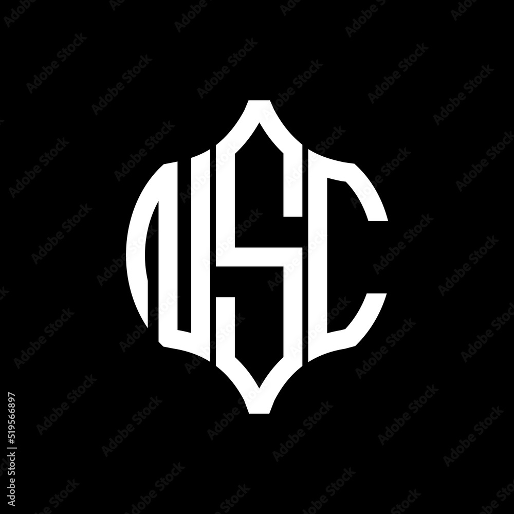 NSC letter logo. NSC best black background vector image. NSC Monogram ...