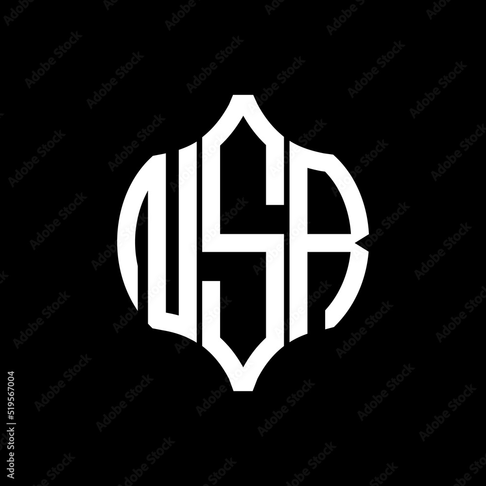 NSR letter logo. NSR best black background vector image. NSR Monogram ...