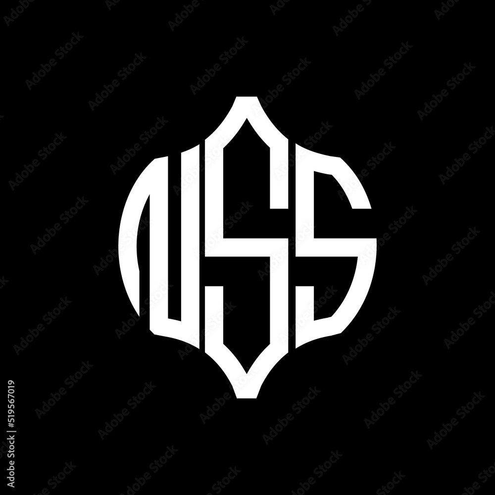 NSS letter logo. NSS best black background vector image. NSS Monogram ...