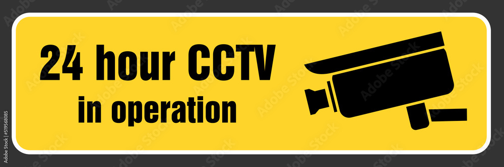 24 hour CCTV monitoring sign Stock Vector | Adobe Stock