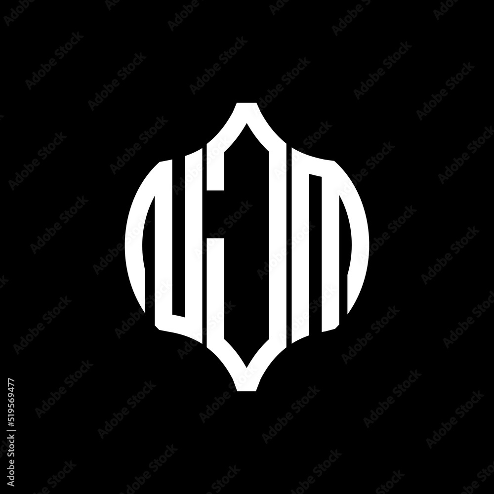 NJM letter logo. NJM best black background vector image. NJM Monogram ...