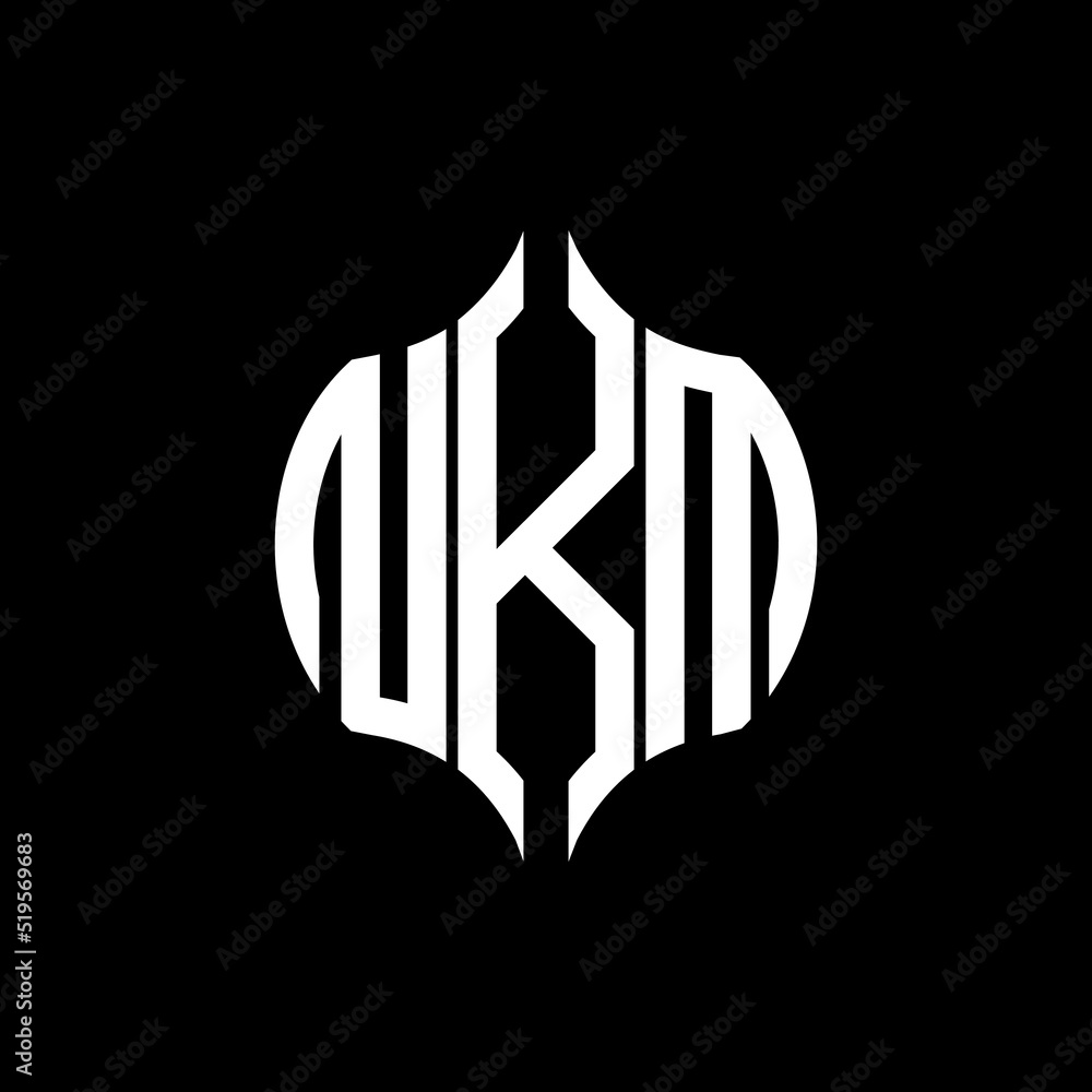 NKM letter logo. NKM best black background vector image. NKM Monogram ...