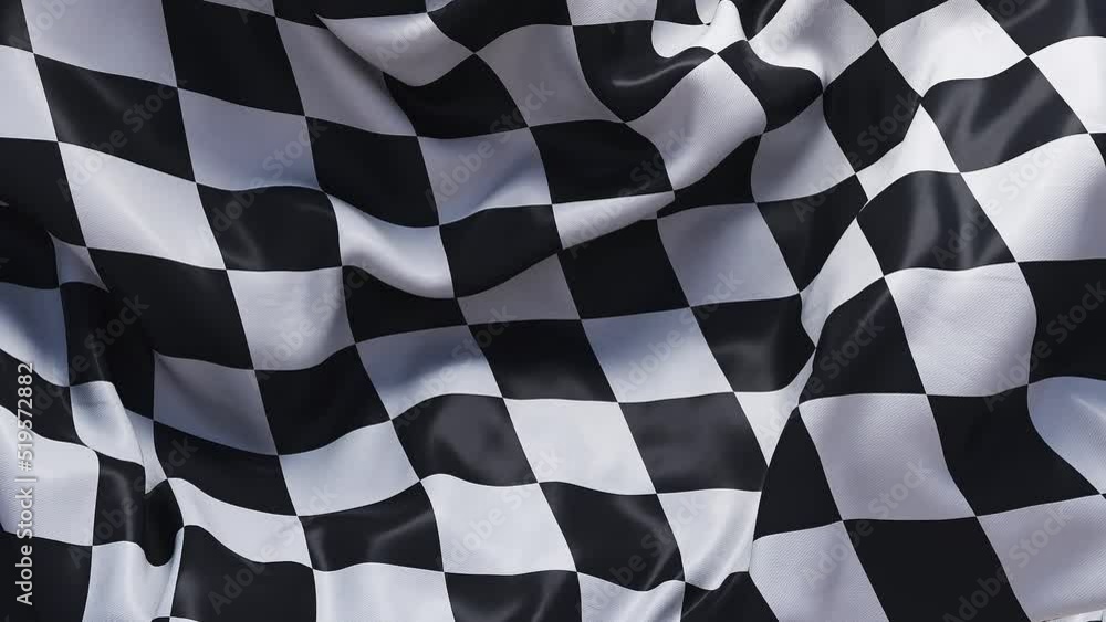 Checkered race flag, wavy silk fabric, fluttering racing flags. Concept ...