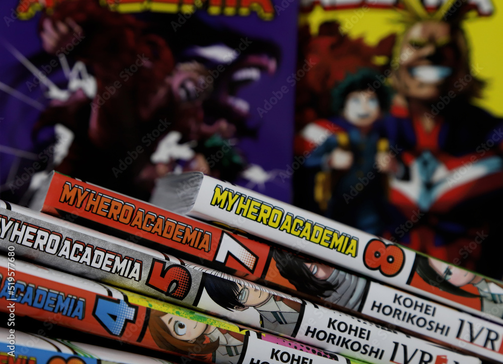 Paper books. Japanese manga. My Hero Academy. Reading for teenagers ...