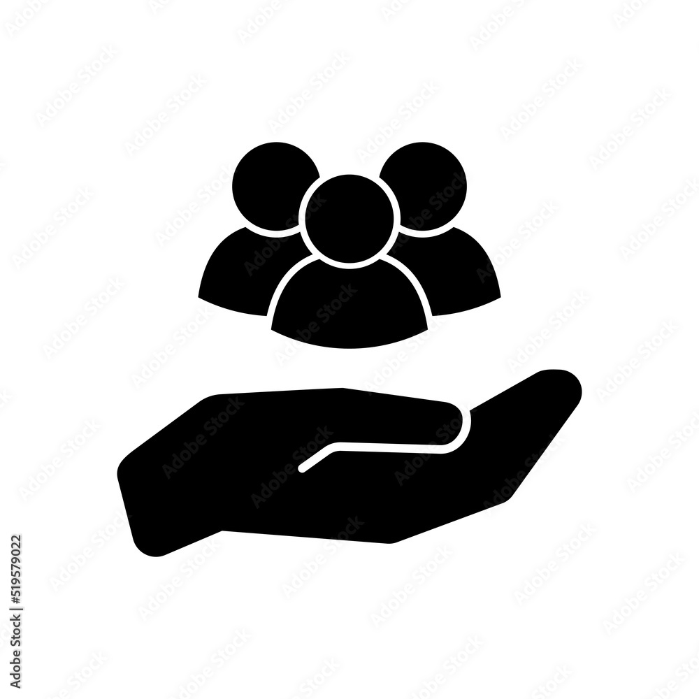 icon people in hand, pictogram human resource, protection of people ...