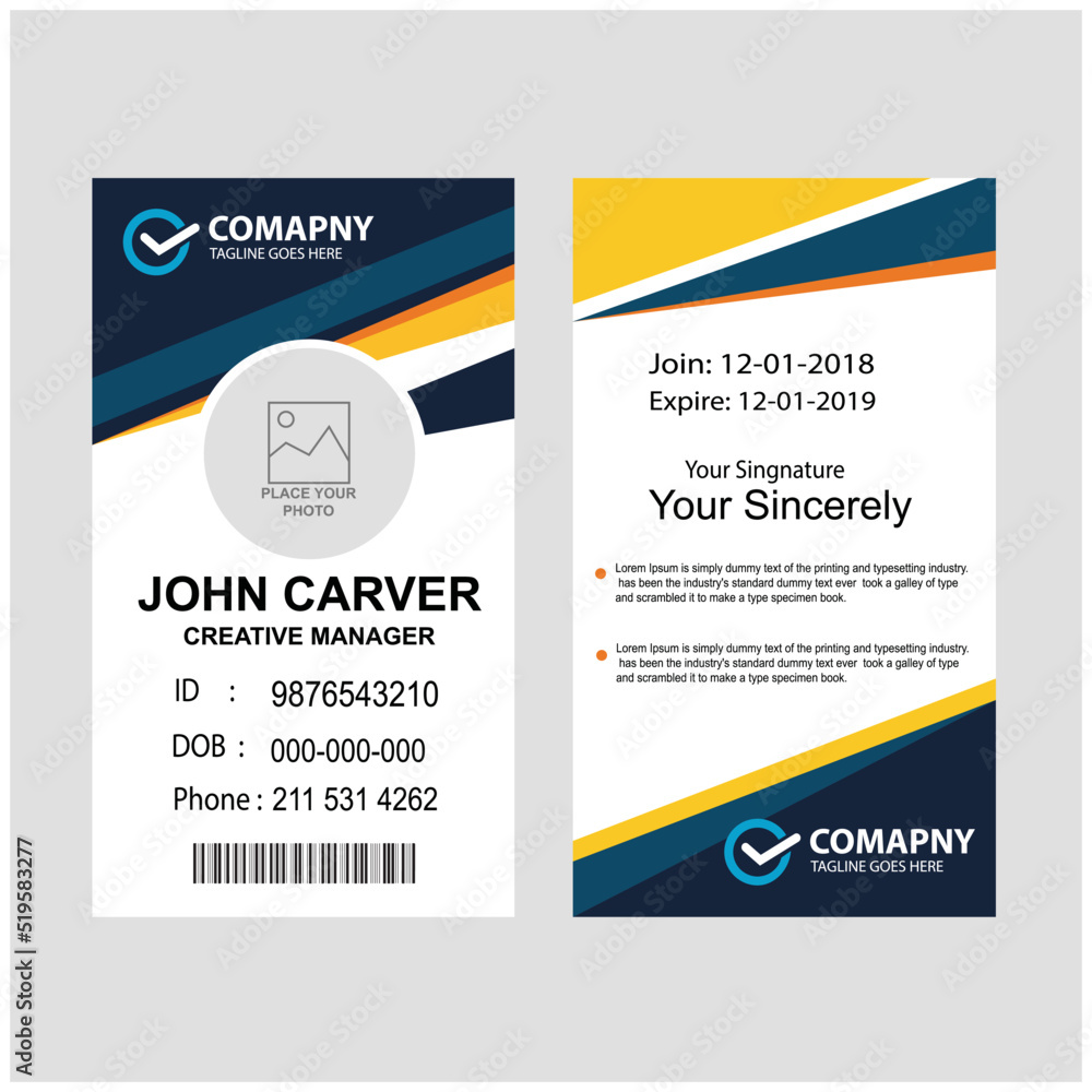 Professional Employee ID card, Best company id card, Business Id Card ...