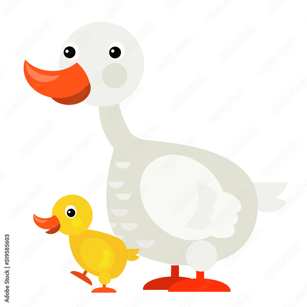 cartoon scene with duck family illustration Stock Illustration | Adobe ...