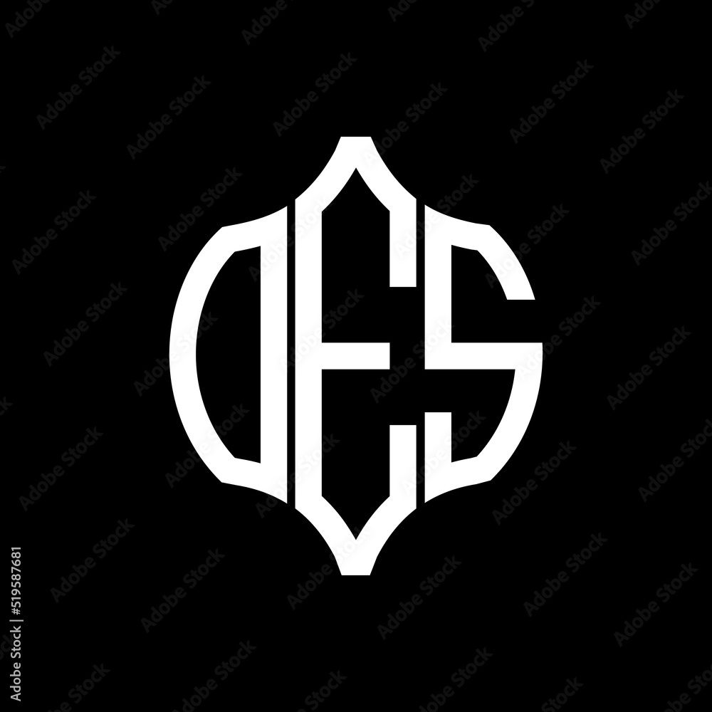 OES letter logo. OES best black background vector image. OES Monogram ...