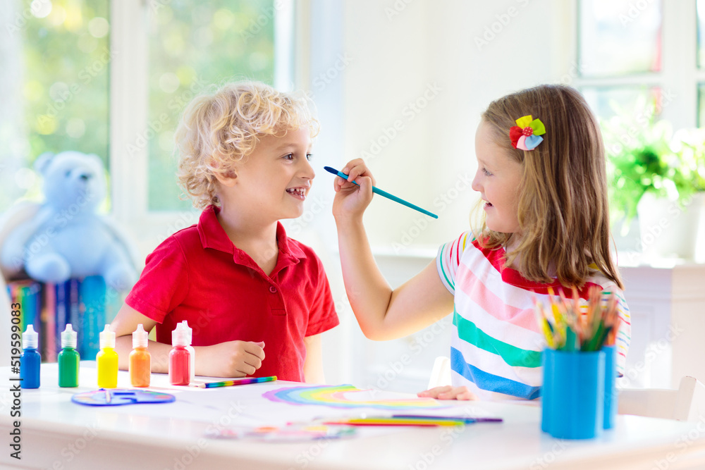 Kids paint. Child painting. Little boy drawing. Stock Photo | Adobe Stock