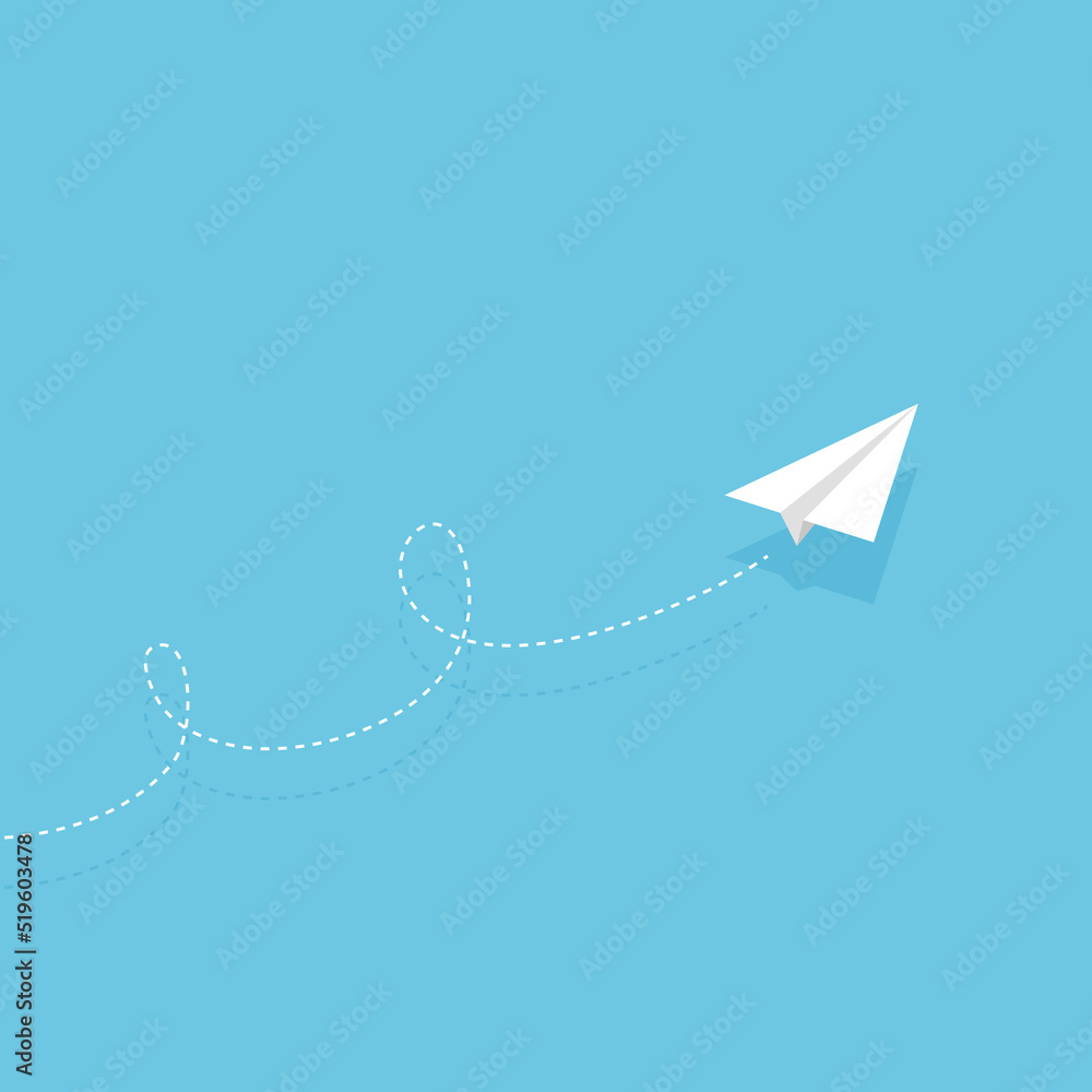 Paper plane route in the dotted line shape. White airplane path. Vector ...