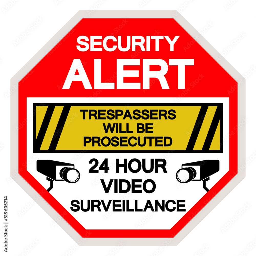 Security Alert 24 Hour Video Surveillance Symbol Sign, Vector ...