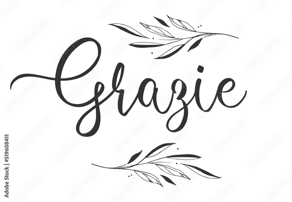Grazie sign icon. Customer service symbol. vector grazie handwritten ...