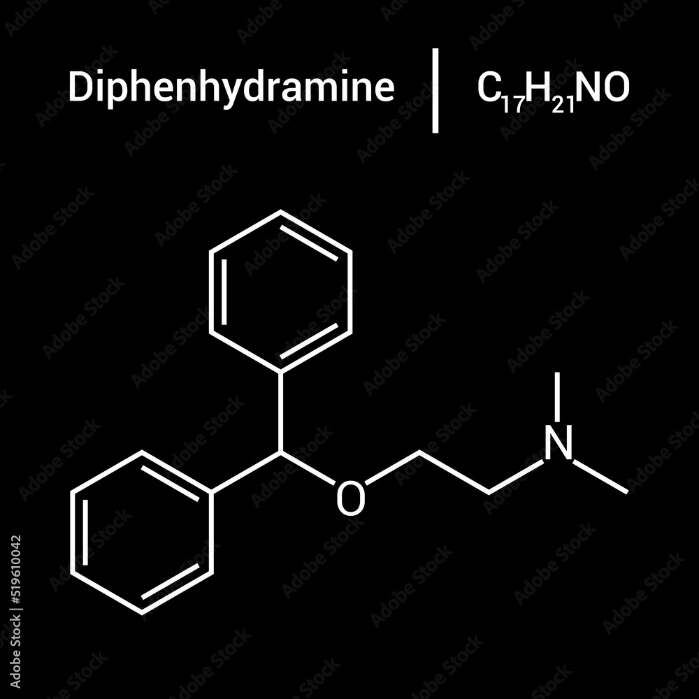 chemical structure of Diphenhydramine (C17H21NO) Stock Vector | Adobe Stock