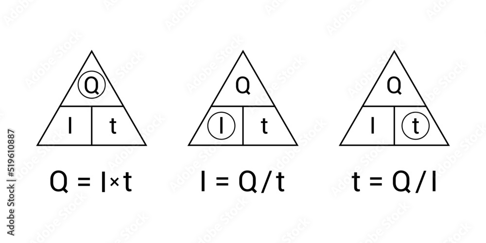 charge triangle formula. Charge, current and time Stock Vector | Adobe ...