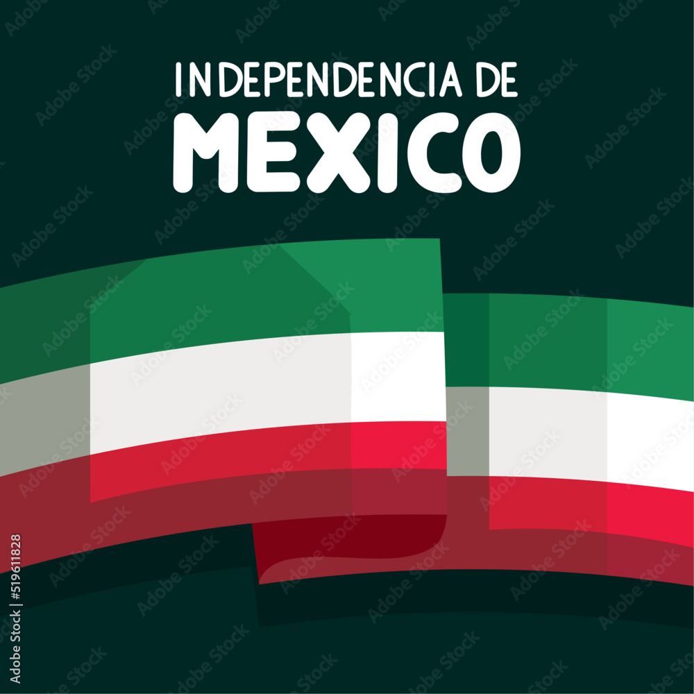 independencia de mexico lettering postcard Stock Vector | Adobe Stock