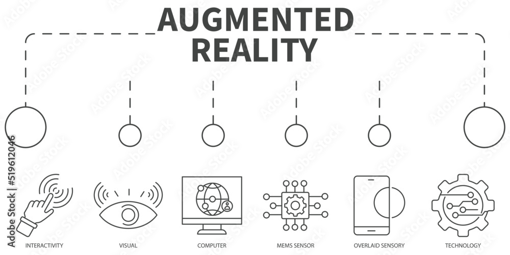 Augmented reality Vector Illustration concept. Banner with icons and ...