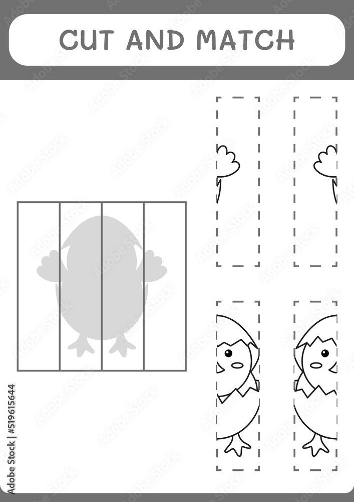 Cut and match parts of Chick, game for children. Vector illustration ...