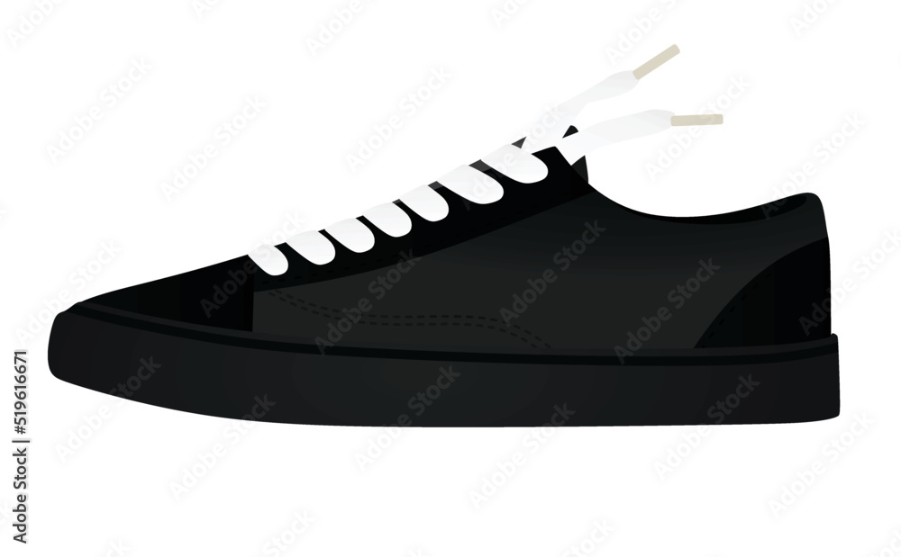 Black sneaker shoe. vector illustration Stock Vector | Adobe Stock