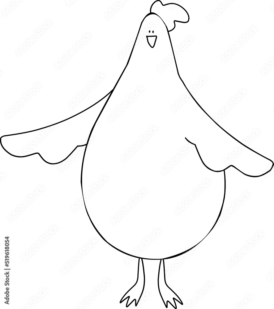 Funny chicken character Illustration. Hand-drawn doodles illustration ...