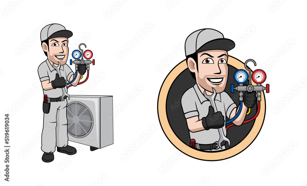 HVAC logo character design illustration vector eps format , suitable ...