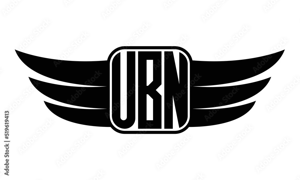 UBN three Letter wing minimalist creative concept icon eagle symbol ...