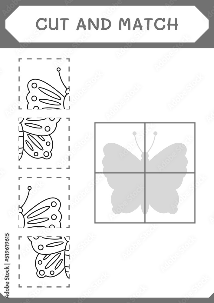 Cut and match parts of Butterfly, game for children. Vector ...
