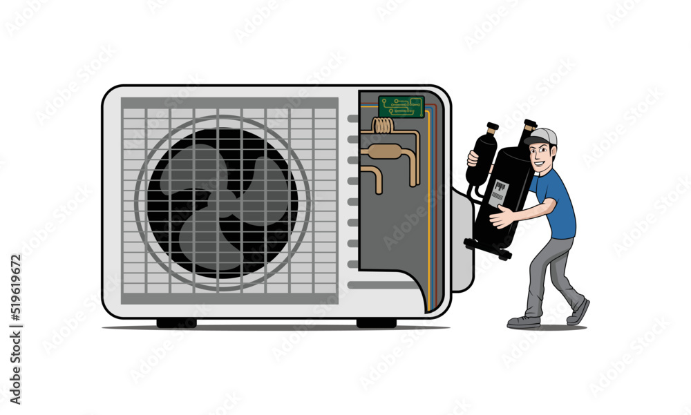 HVAC service with character design illustration vector eps format ...