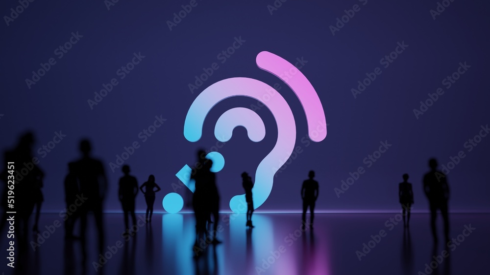 3d rendering people in front of symbol of assistive listening systems ...