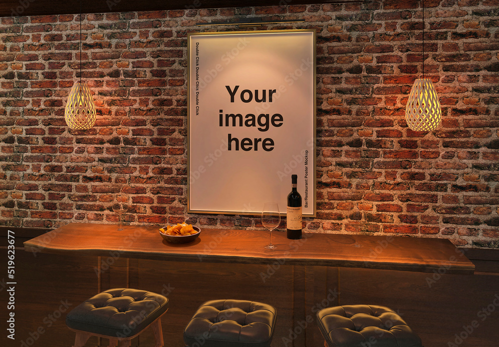 Bar Restaurant Poster Mockup Stock Template | Adobe Stock