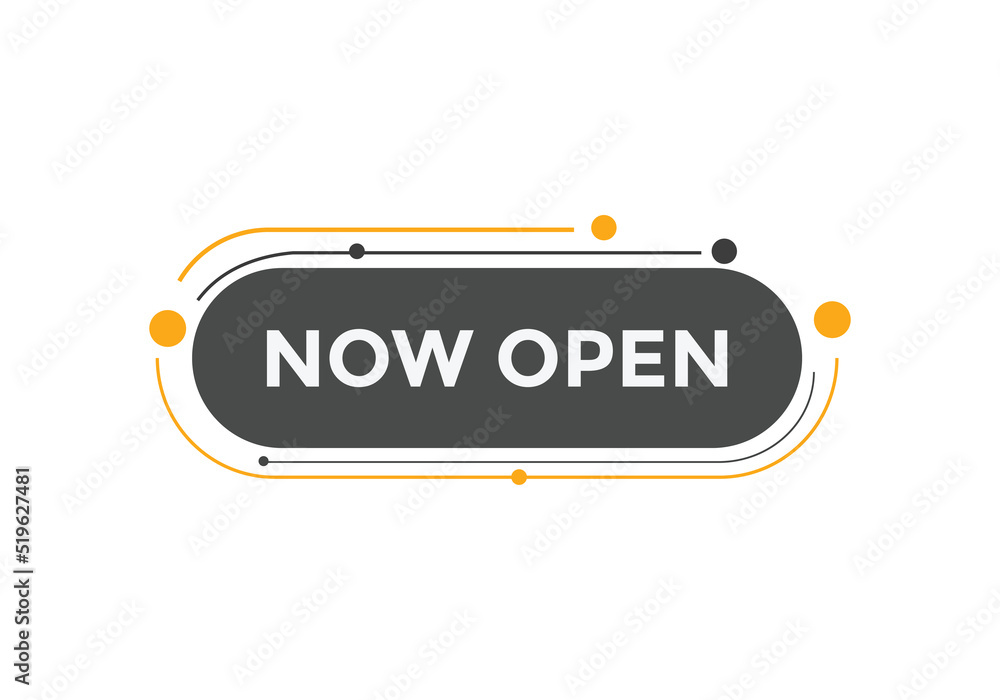 Now open button. Now open speech bubble Stock Vector | Adobe Stock