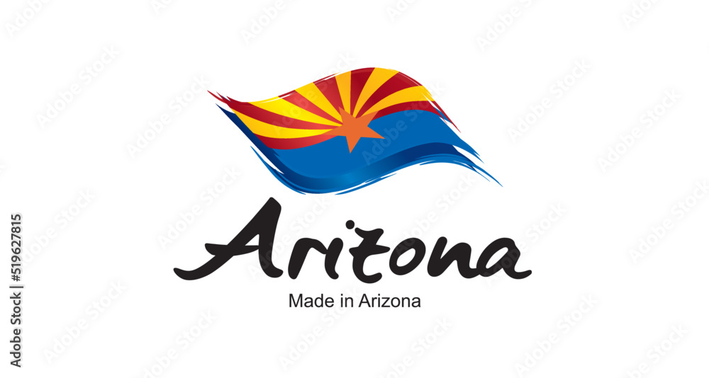 Made in Arizona USA new handwritten flag ribbon typography lettering ...