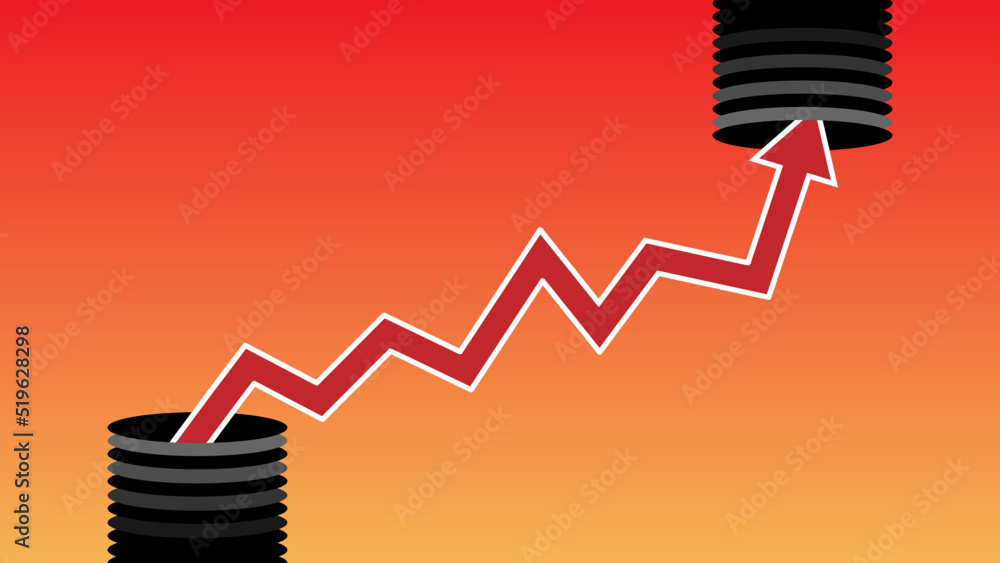 Red graph going up during inflation and it is repeating. Chart with ...