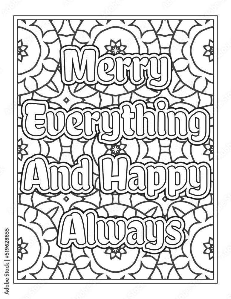 Christmas Quotes Coloring Book Page, inspirational words coloring book ...