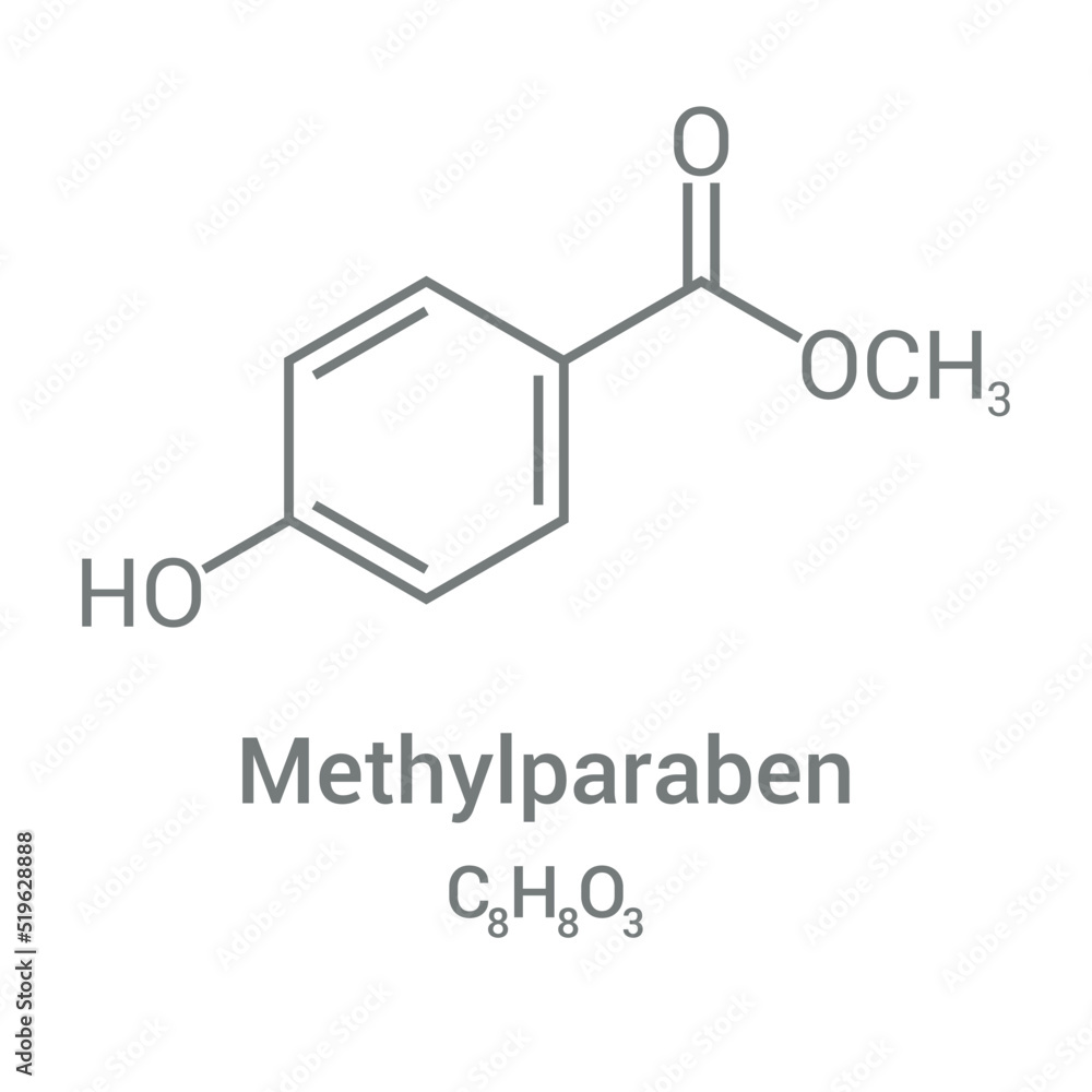 chemical structure of Methylparaben (C8H8O3) Stock Vector | Adobe Stock