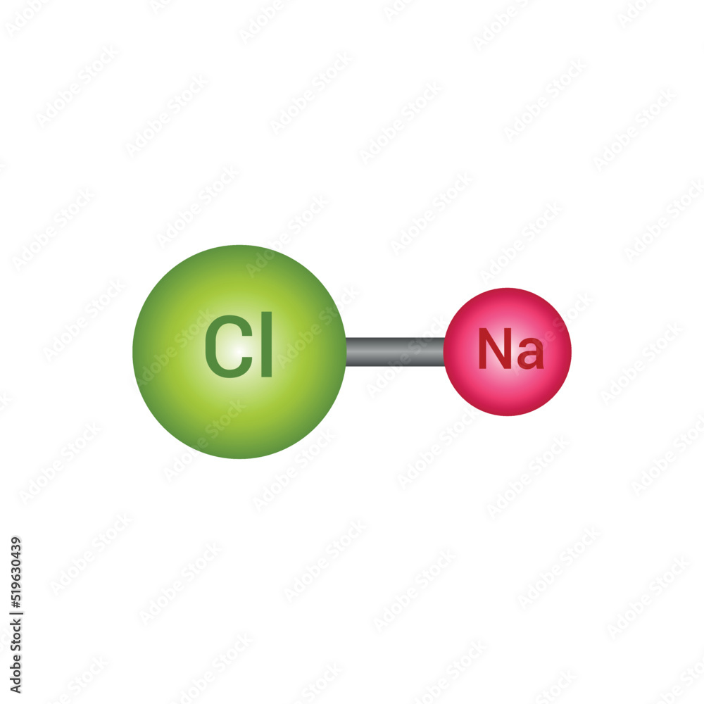 sodium chloride (NaCl) molecular structure isolated on white background. Stock Vector | Adobe Stock