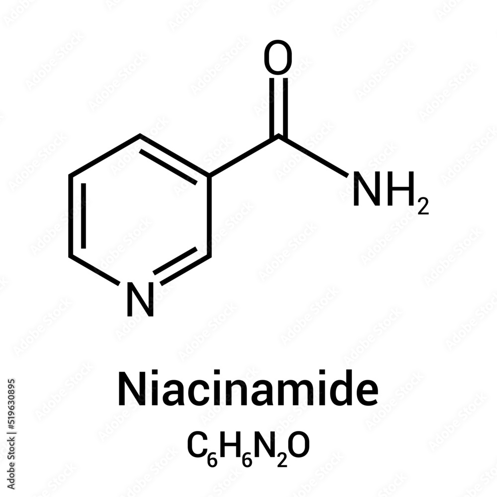 chemical structure of Nicotinamide or Niacinamide (c6h14o6) vector de ...