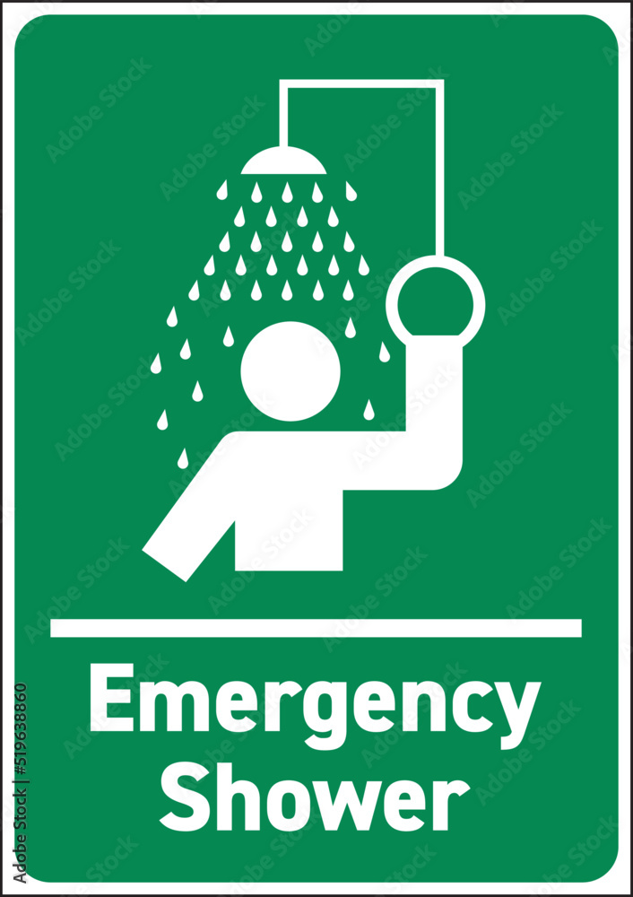 emergency shower safety sign vector Stock Vector | Adobe Stock